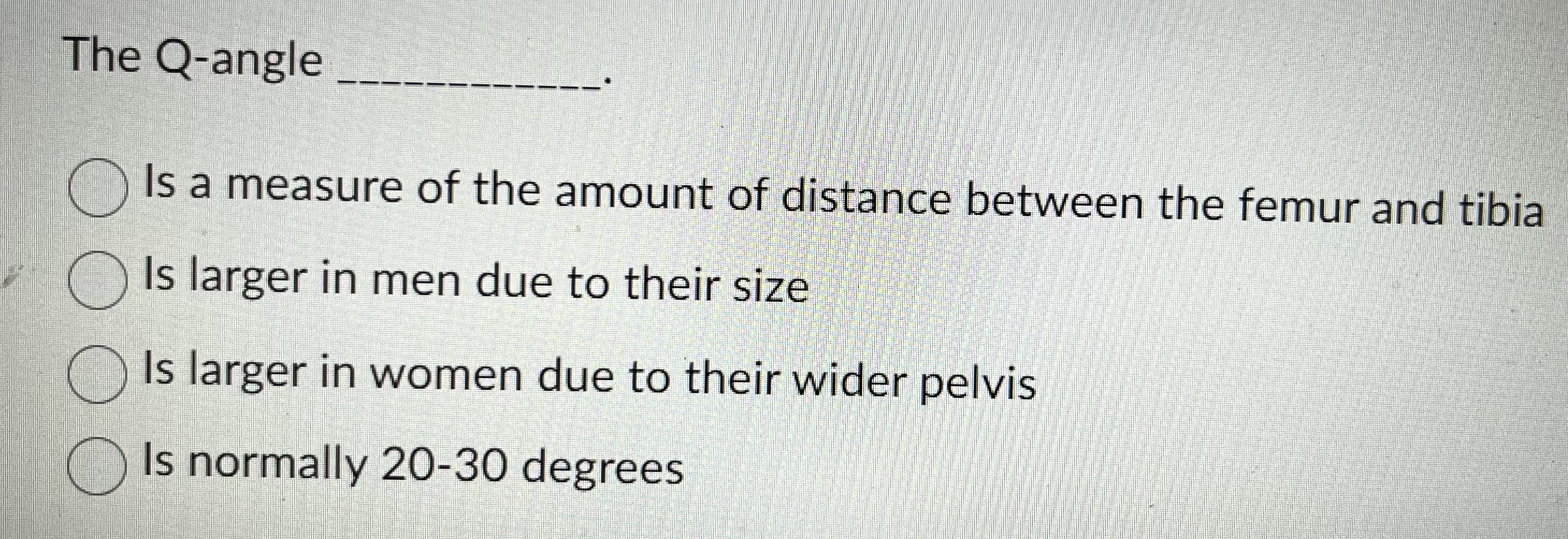 Solved The Q-angleIs a measure of the amount of distance | Chegg.com