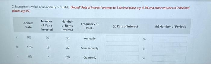 Solved interest factor. 1. In a future value of 1 table:2. | Chegg.com