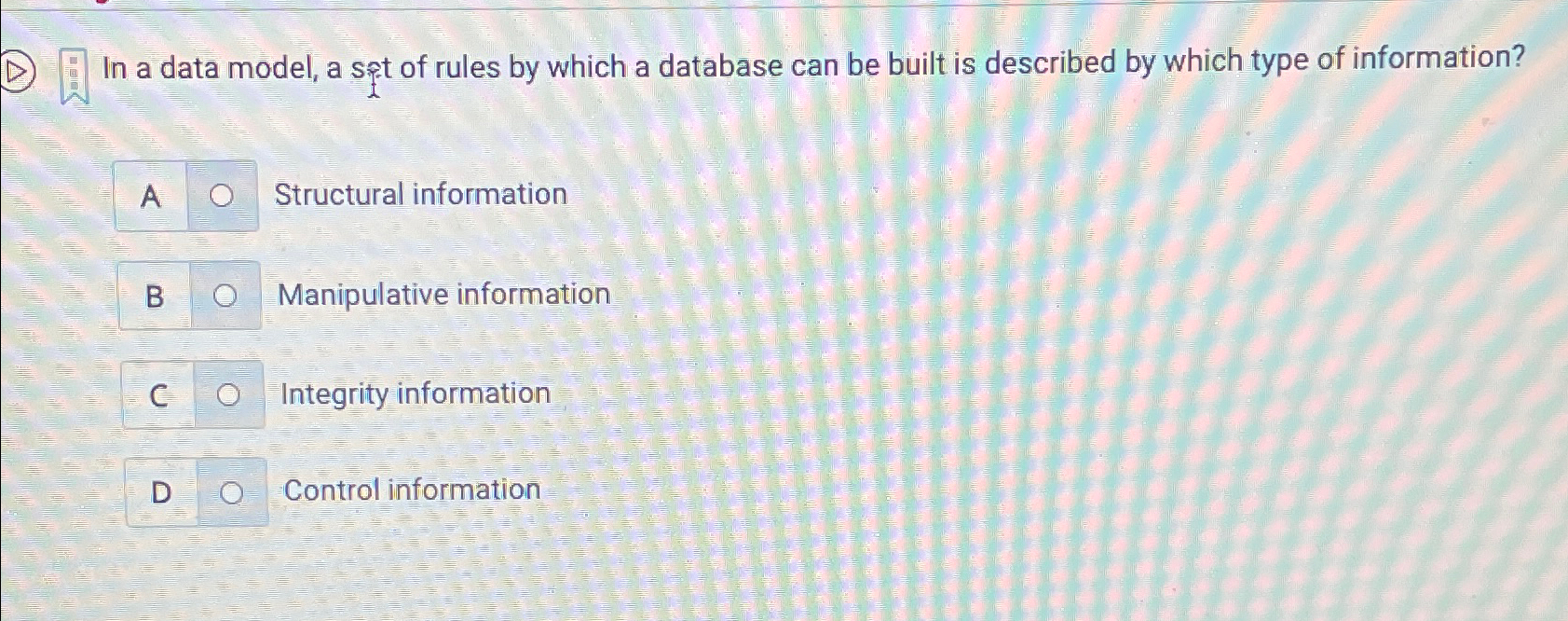 Solved In a data model, a spt of rules by which a database | Chegg.com