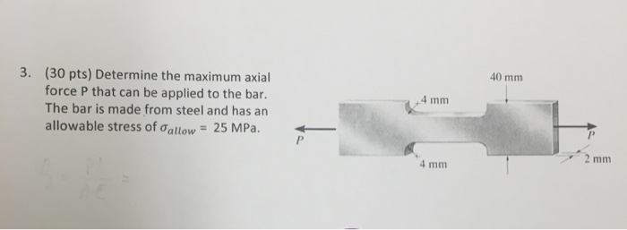 Solved 40 mm 3. (30 pts) Determine the maximum axial force P | Chegg.com