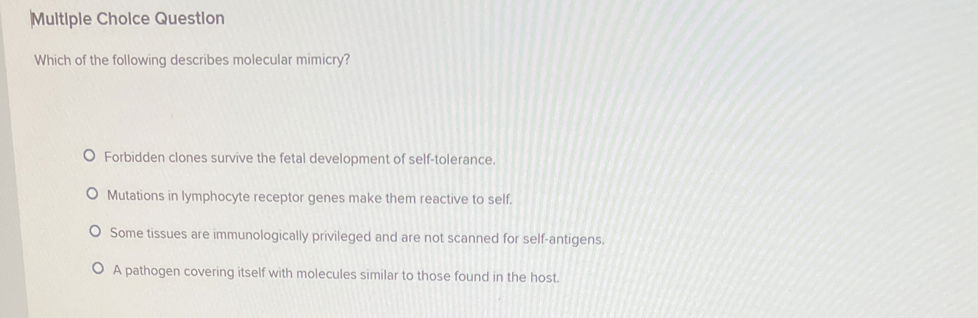 Solved Multiple Cholce QuestionWhich of the following | Chegg.com