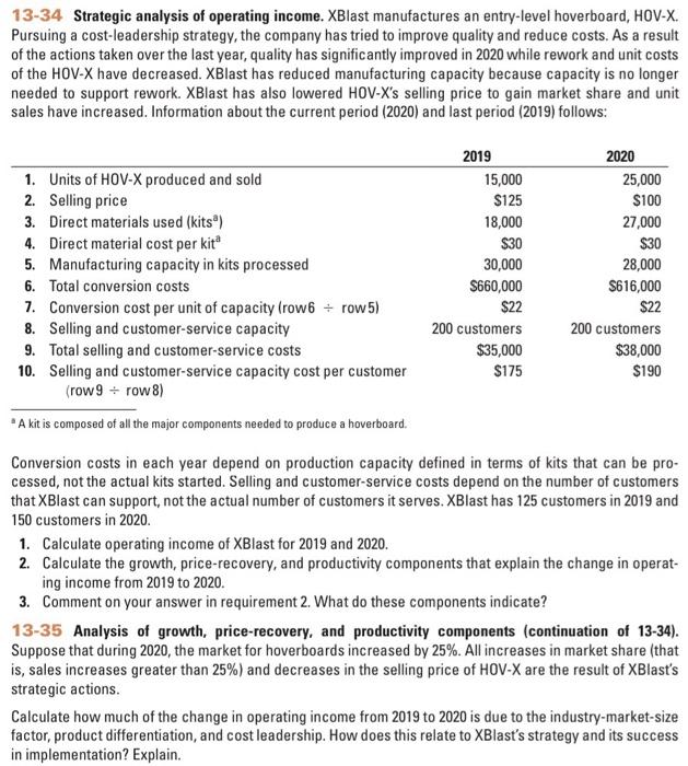 Solved 13-35 Analysis of growth, price-recovery, and | Chegg.com