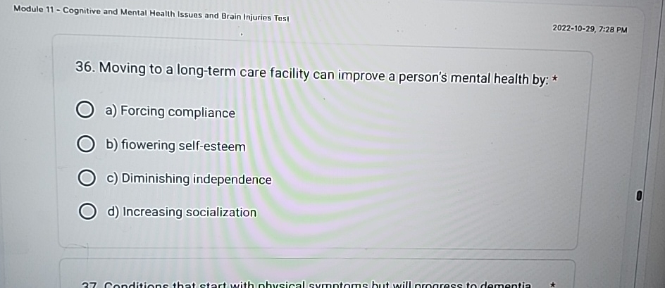 Solved Module 11 cognitive And Mental Health Issues And