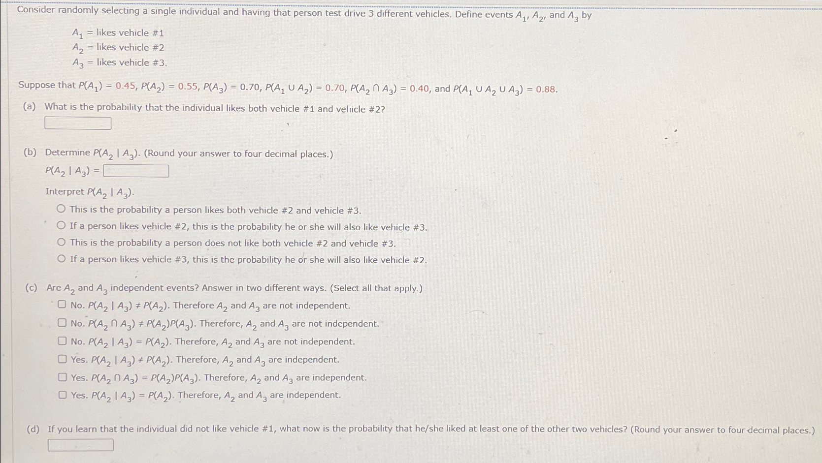 Consider randomly selecting a single individual and | Chegg.com