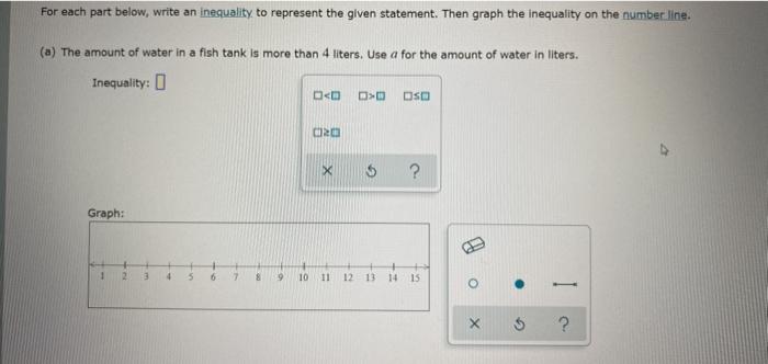Solved For each part below, write an inequality to represent | Chegg.com