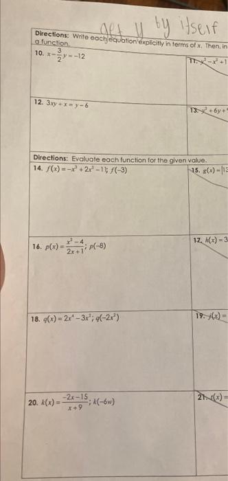 Solved Directions: Write eoch equation explicitly in terms | Chegg.com