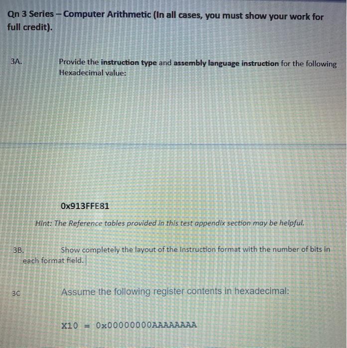 Solved Qn 3 Series - Computer Arithmetic (In all cases, you | Chegg.com