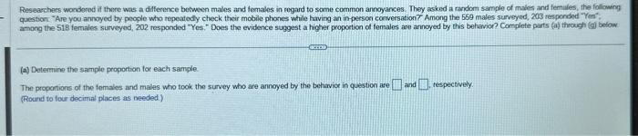 Solved Researchers wondored if thore was a difference | Chegg.com