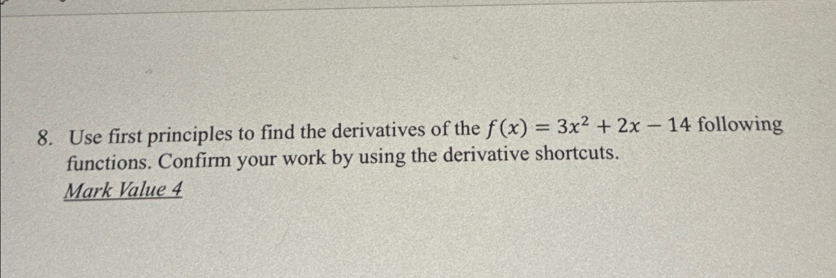 Solved Use first principles to find the derivatives of the | Chegg.com