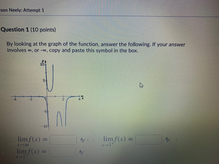 Solved son Neely: Attempt 1 Question 1 (10 points) By | Chegg.com
