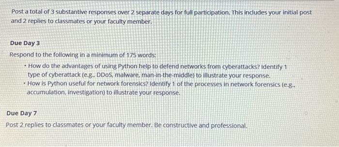 Solved Post a total of 3 substantive responses over 2 | Chegg.com