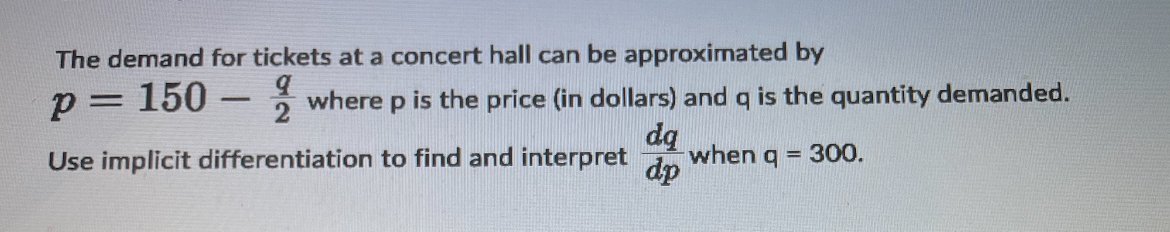 Solved The demand for tickets at a concert hall can be | Chegg.com
