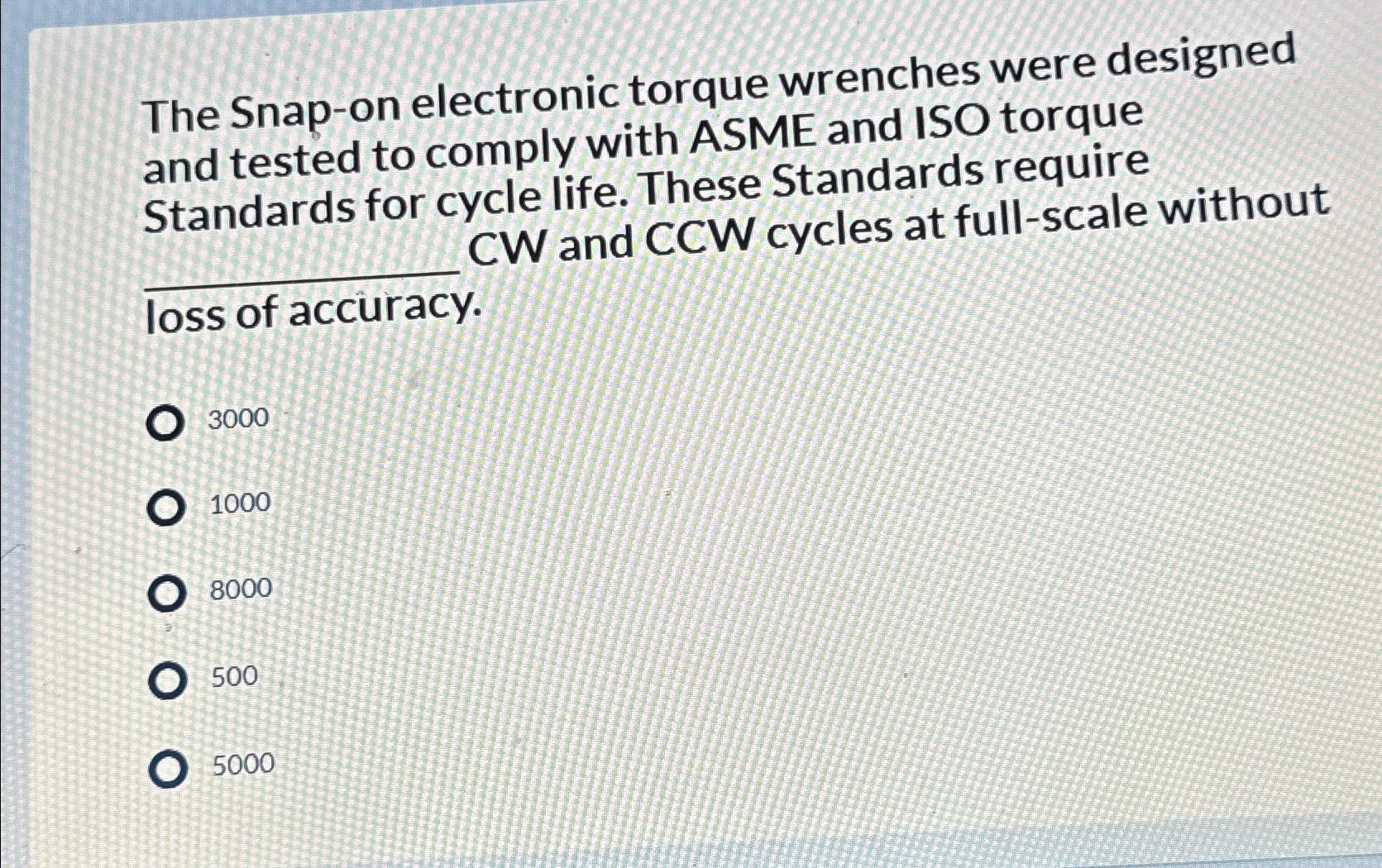 Solved The Snap-on electronic torque wrenches were designed | Chegg.com