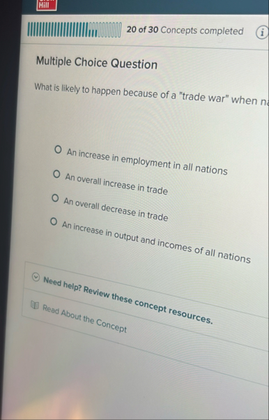 Solved 20 ﻿of 30 ﻿Concepts completedMultiple Choice | Chegg.com