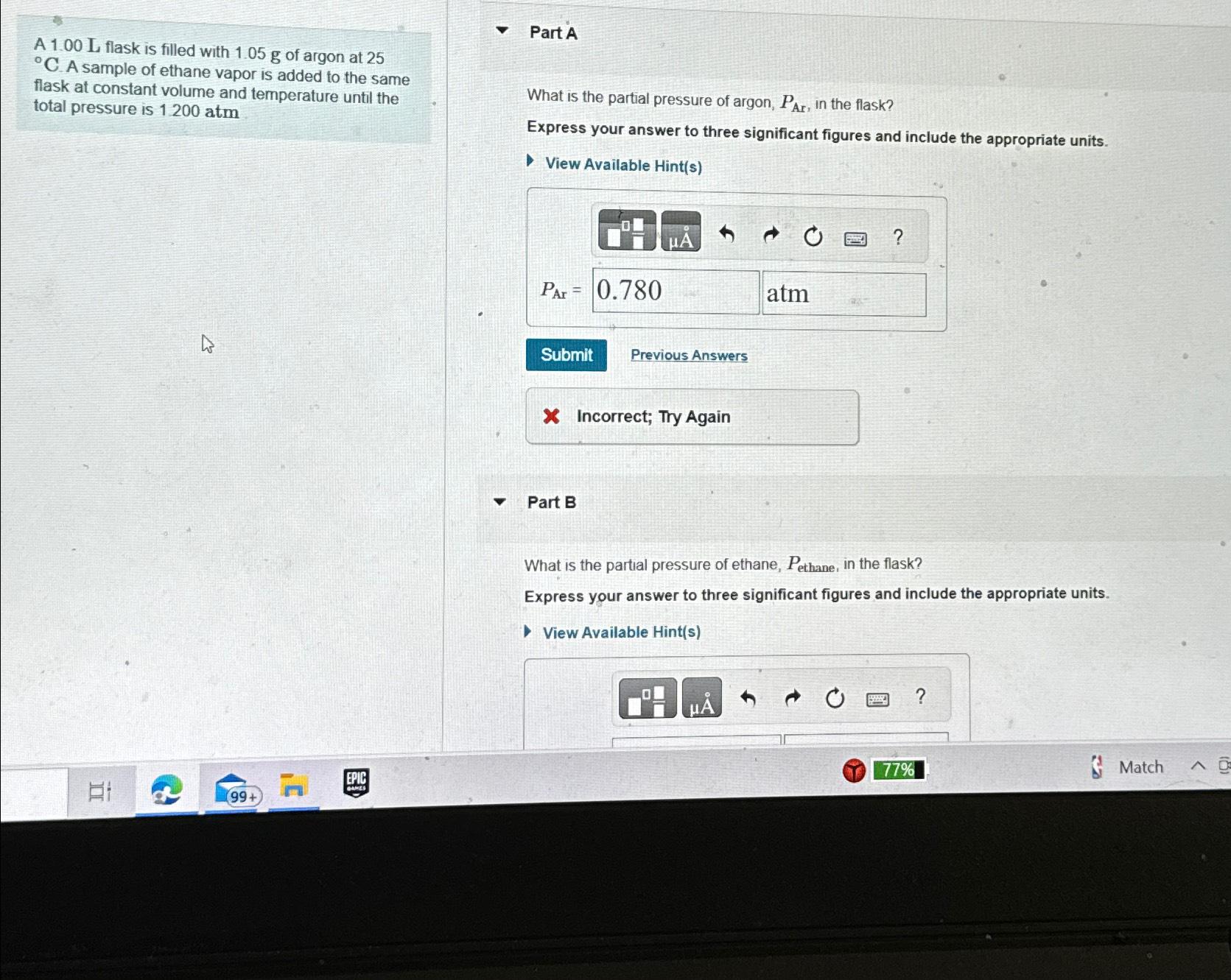 Solved A 1.00 ﻿L flask is filled with 1.05g ﻿of argon at | Chegg.com