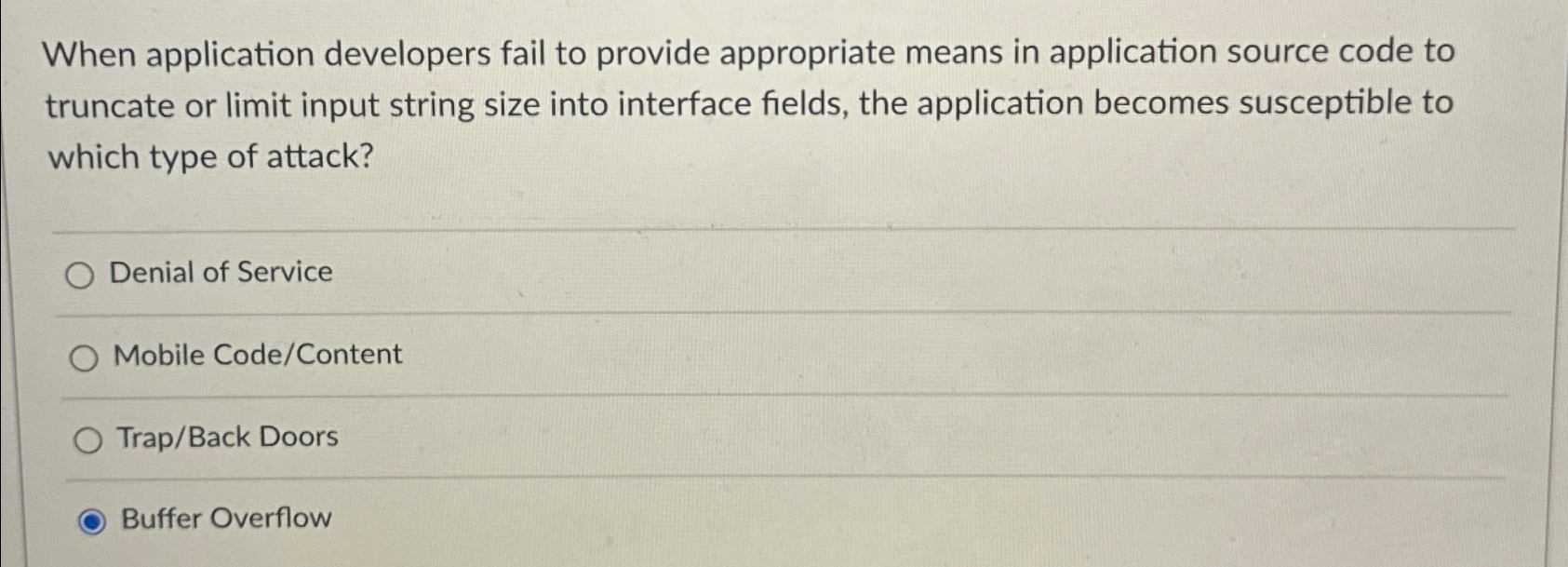 Solved When application developers fail to provide | Chegg.com