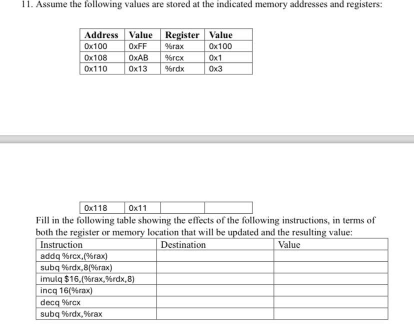 Solved 1ssume the following values are stored at the | Chegg.com