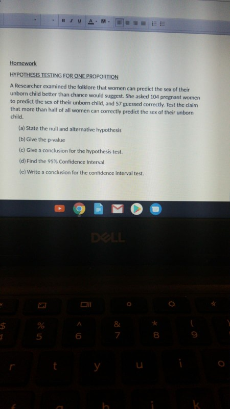 Solved Homework Hypothesis Testing For One Proportion A 6007