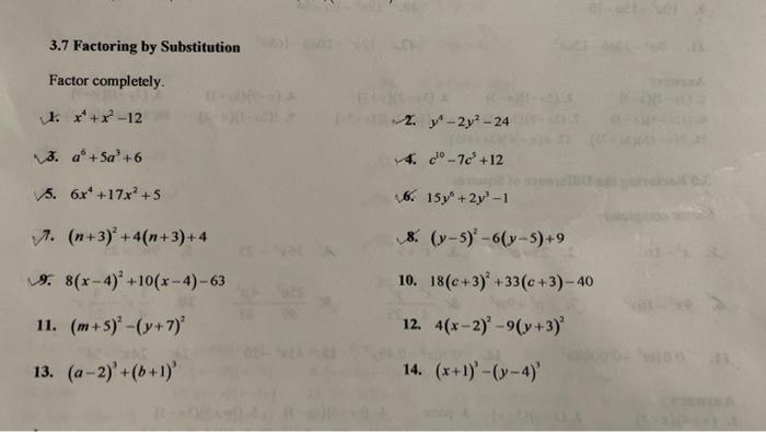 Solved 3.7 Factoring by Substitution Factor completely. 1. r | Chegg.com