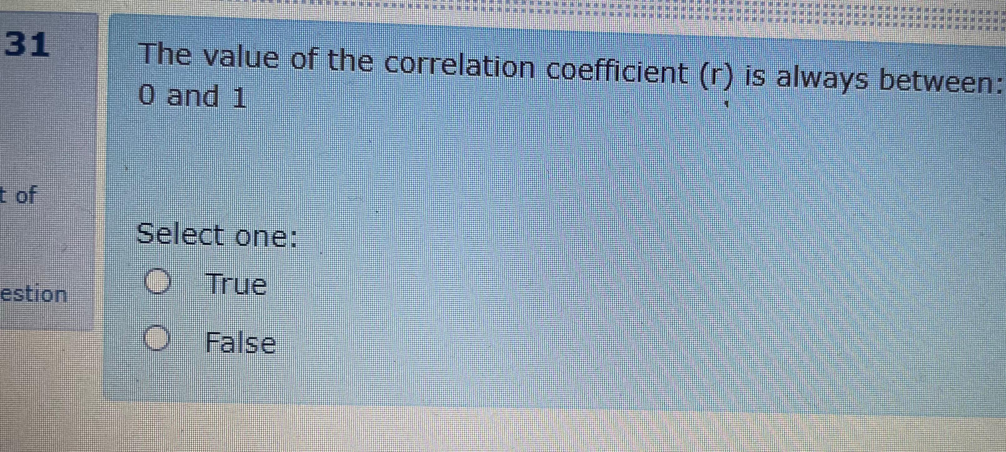 Solved 31 ﻿The value of the correlation coefficient (r) ﻿is | Chegg.com
