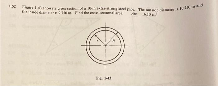 Solved 52 Figure 1-43 shows a cross section of a 10-in | Chegg.com