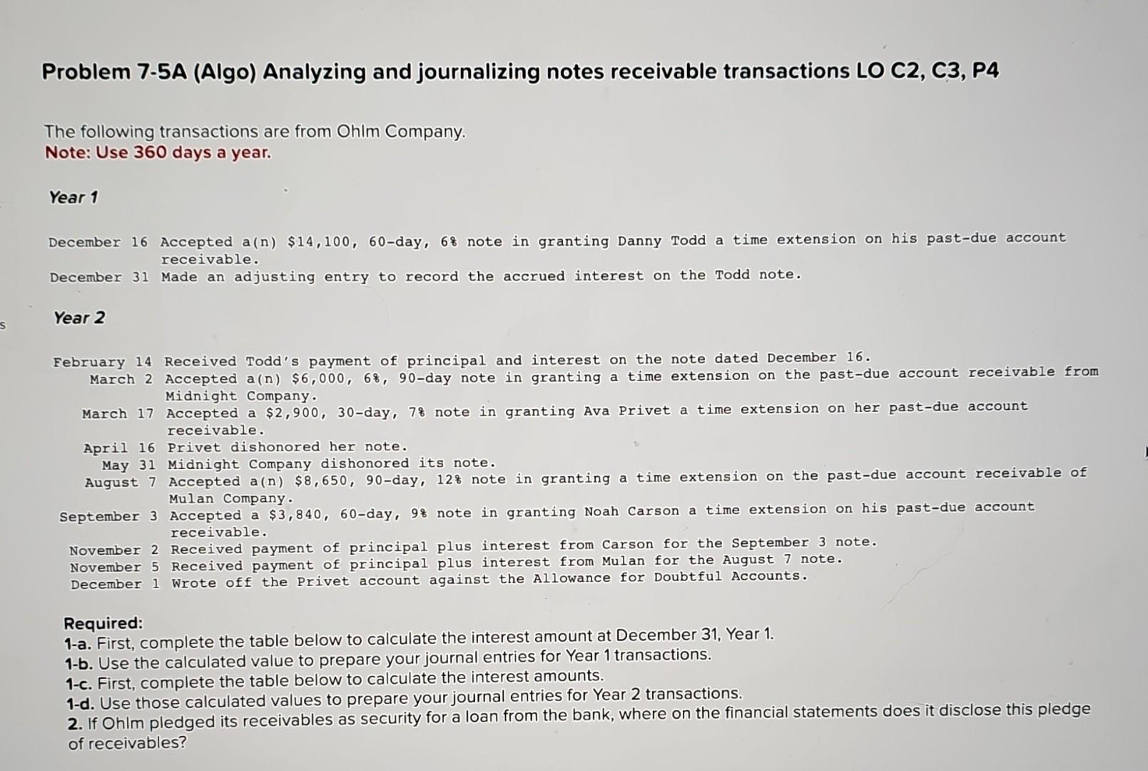 Solved Problem 7-5A (Algo) Analyzing and journalizing notes | Chegg.com