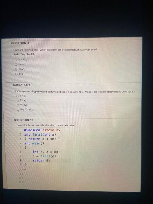 Solved Question 1 Which Statement Is True About A Pointer A 