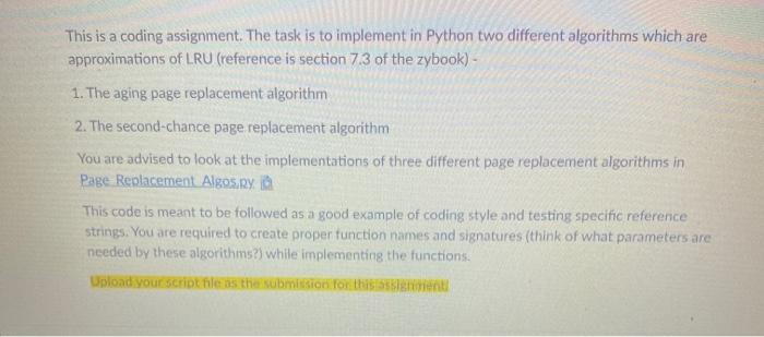 Solved This is a coding assignment. The task is to implement | Chegg.com