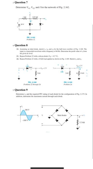 Solved 3. Question 7 Determine Vop Vo2, and I for the | Chegg.com