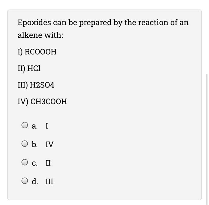Solved Epoxides can be prepared by the reaction of an alkene | Chegg.com