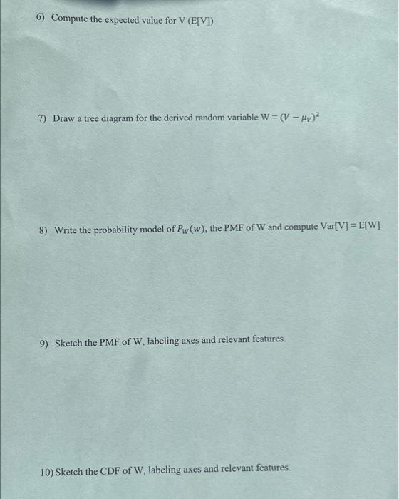 Solved The discrete random variable V has a PMF defined as | Chegg.com