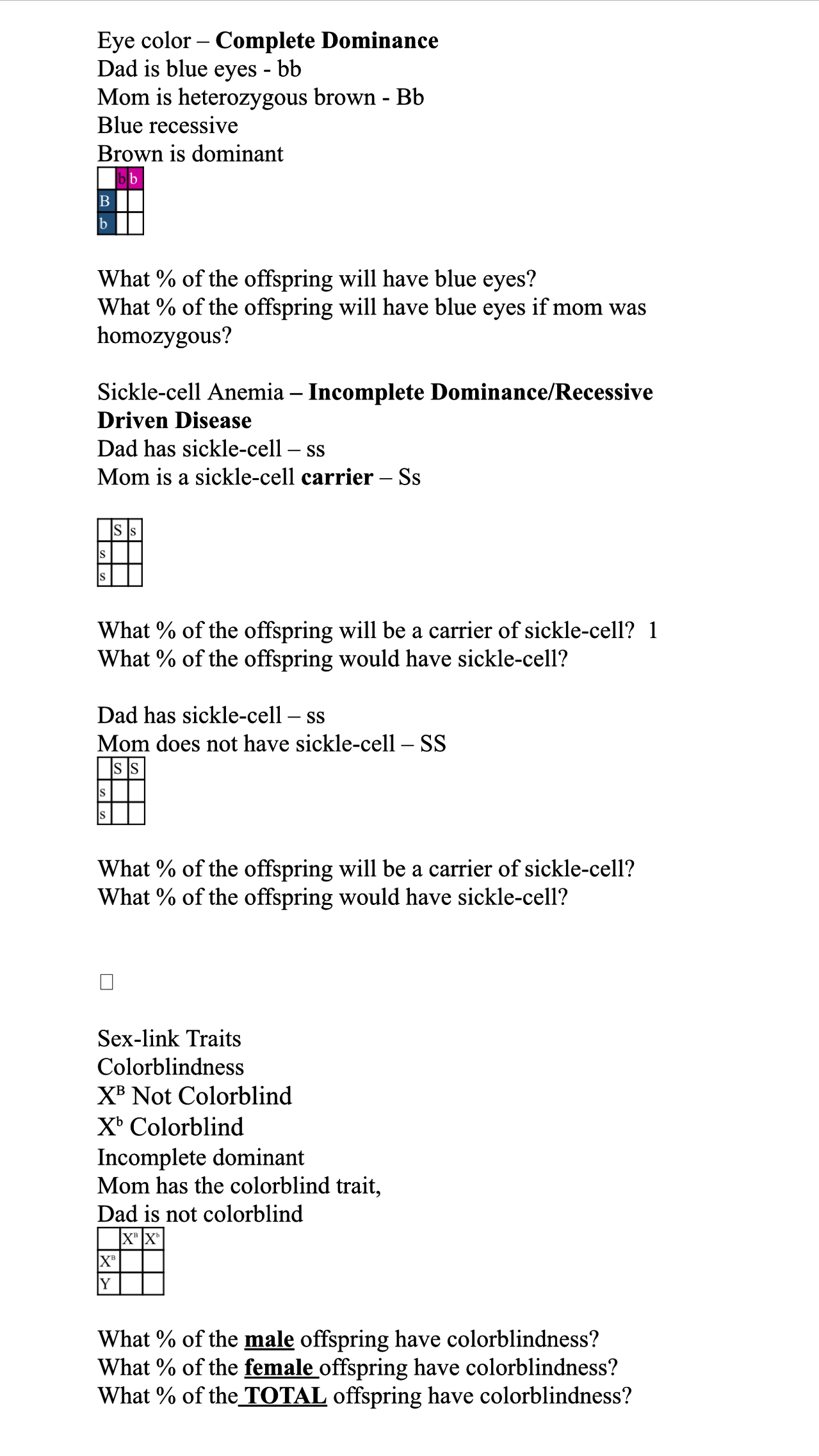 Solved Eye color - ﻿Complete DominanceDad is blue eyes - | Chegg.com