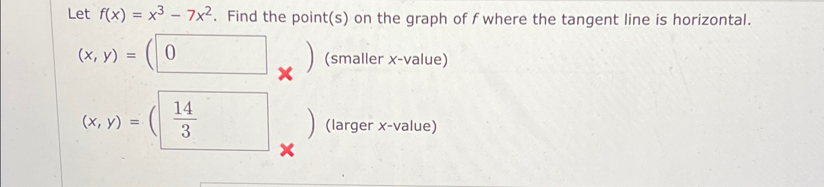 Solved Let f(x)=x3-7x2. ﻿Find the point(s) ﻿on the graph of | Chegg.com