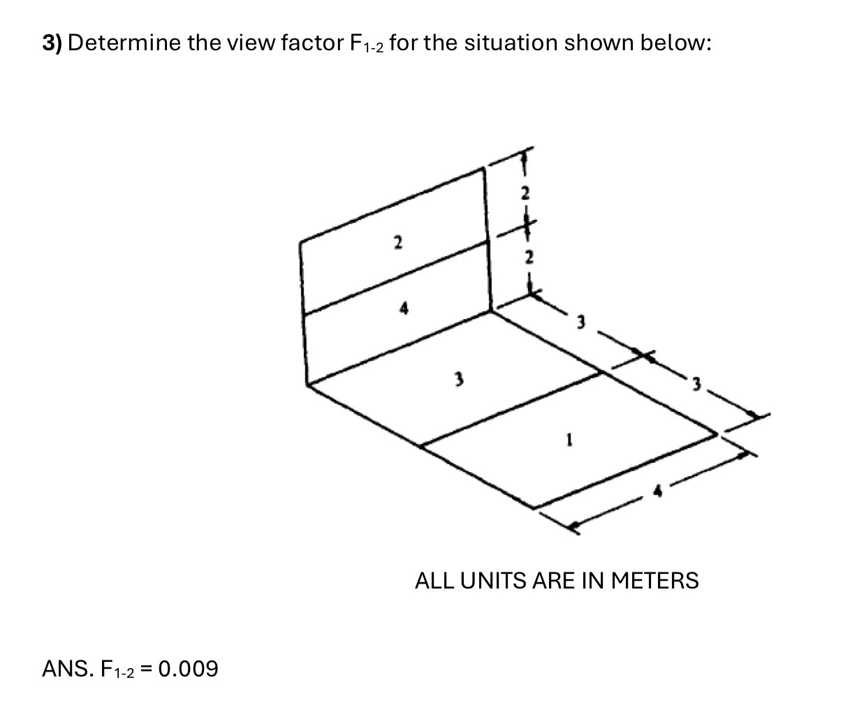 Solved Determine the view factor F1-2 ﻿for the situation | Chegg.com