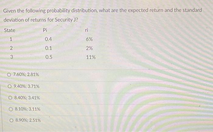Solved Given the following probability distribution, what | Chegg.com