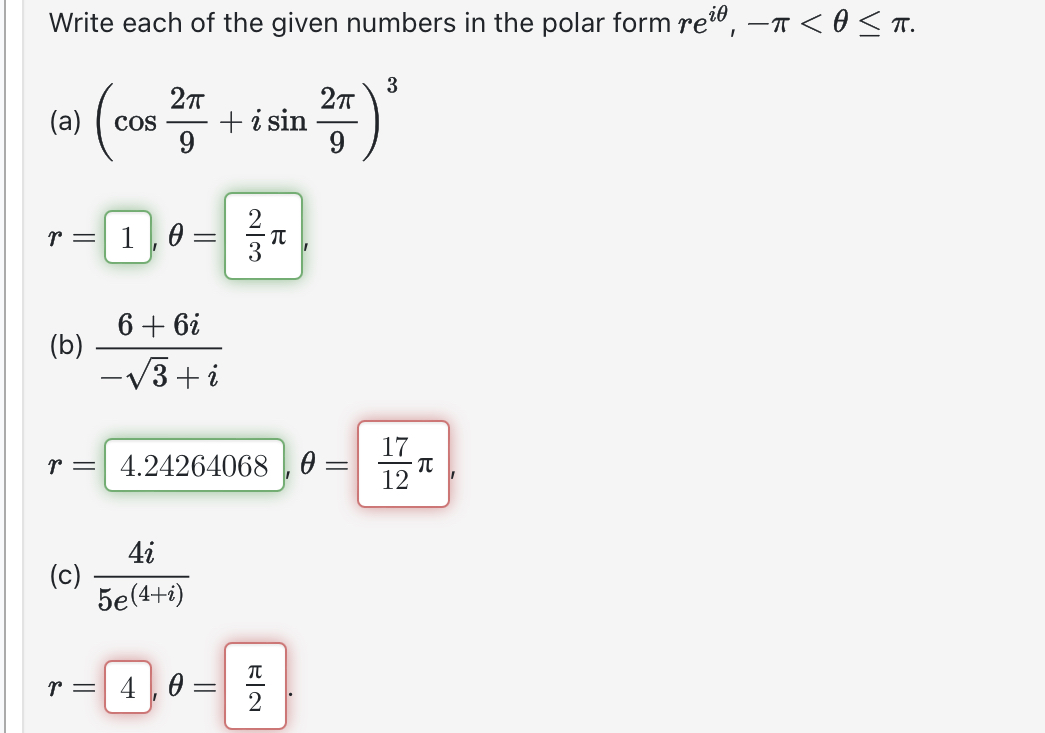 Solved Write each of the given numbers in the polar form | Chegg.com