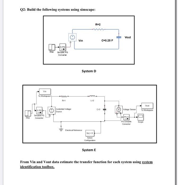 Q2: Build the following systems using simscape: | Chegg.com
