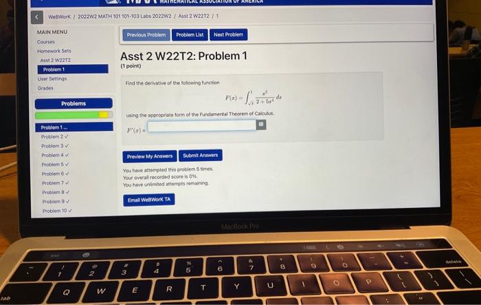 Solved Asst 2 W22T2: Problem 1 (1 point) Find the derivatie | Chegg.com