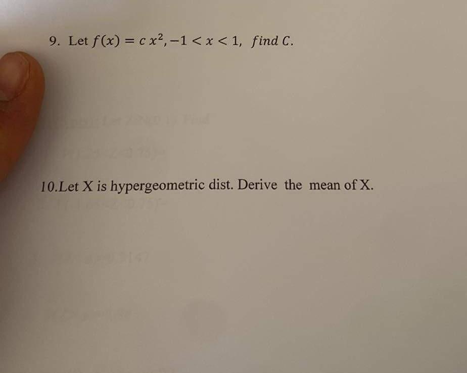 Solved 9. Let f(x)=cx2,−1 | Chegg.com