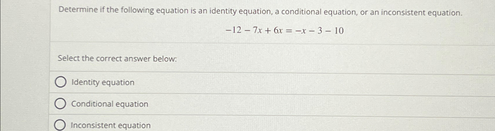 Solved Determine if the following equation is an identity | Chegg.com