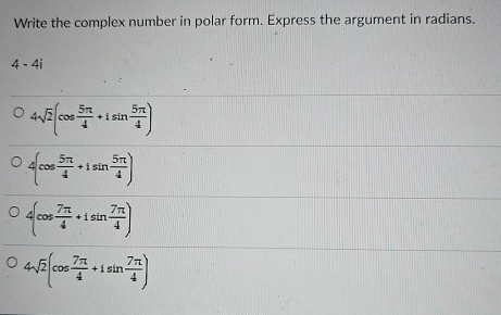Solved Write the complex number in polar form. Express the | Chegg.com