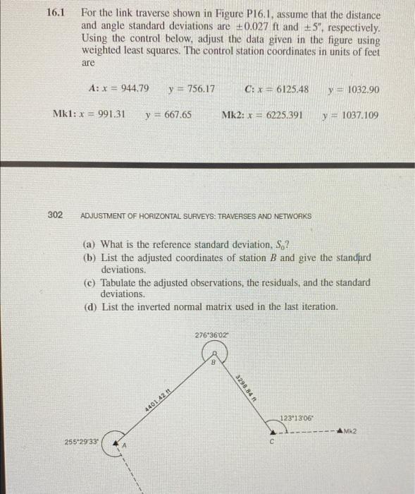 Solved 16.1 For the link traverse shown in Figure P16.1, | Chegg.com