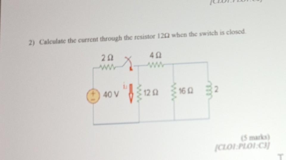Solved 2) Calculate the current through the resistor 1202 | Chegg.com