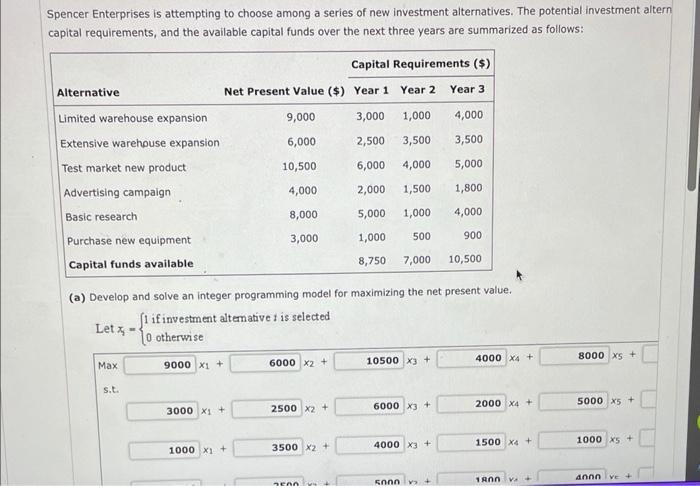 Solved Spencer Enterprises is attempting to choose among a | Chegg.com