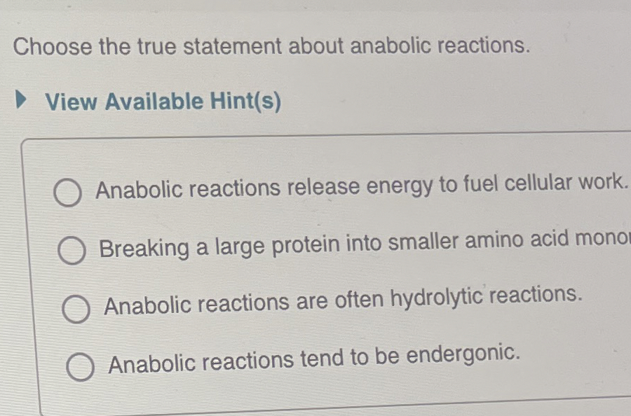 Solved Choose the true statement about anabolic | Chegg.com