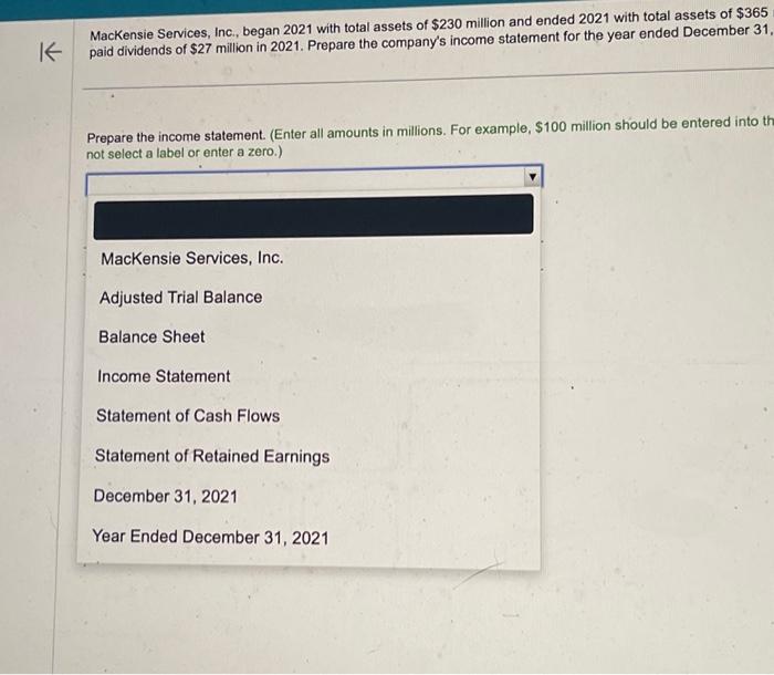 MacKensie Services, Inc., began 2021 with total | Chegg.com