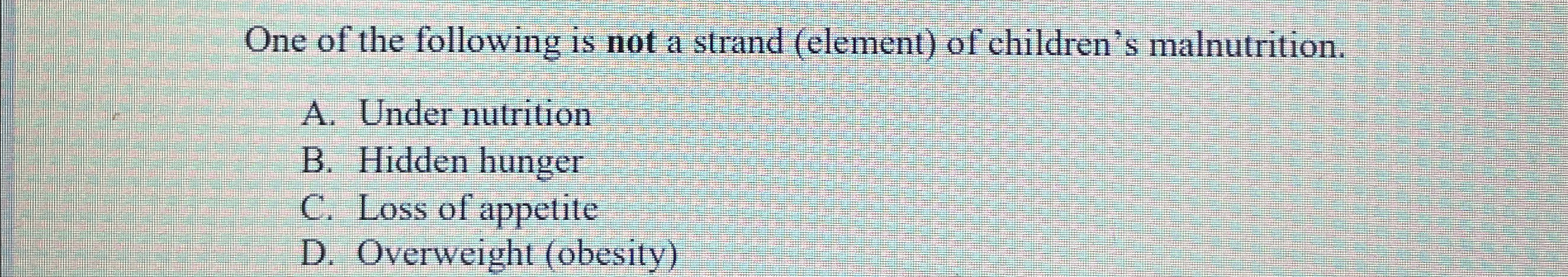 Solved One of the following is not a strand (element) ﻿of | Chegg.com
