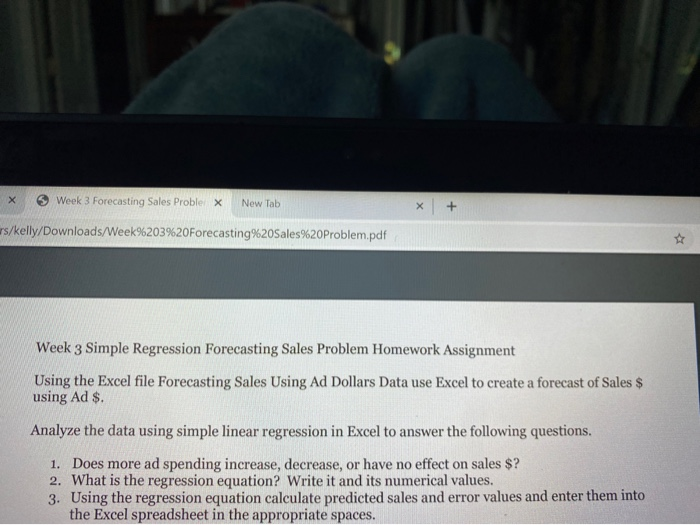 Solved х New Tab Week 3 Forecasting Sales Problem | Chegg.com