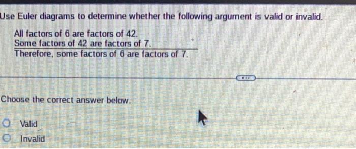 Solved Use Euler diagrams to determine whether the following | Chegg.com