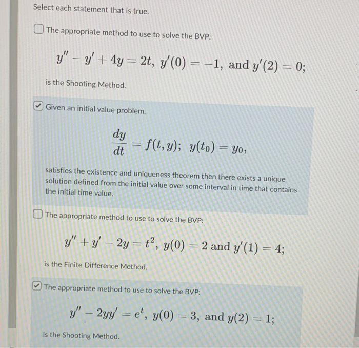 Solved Select each statement that is true. The appropriate | Chegg.com